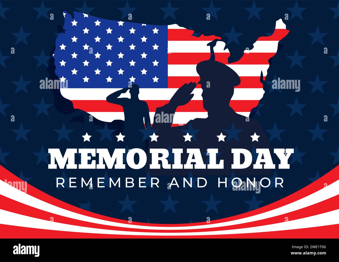 Memorial Day of Remember and Honor Vector Illustration with American ...