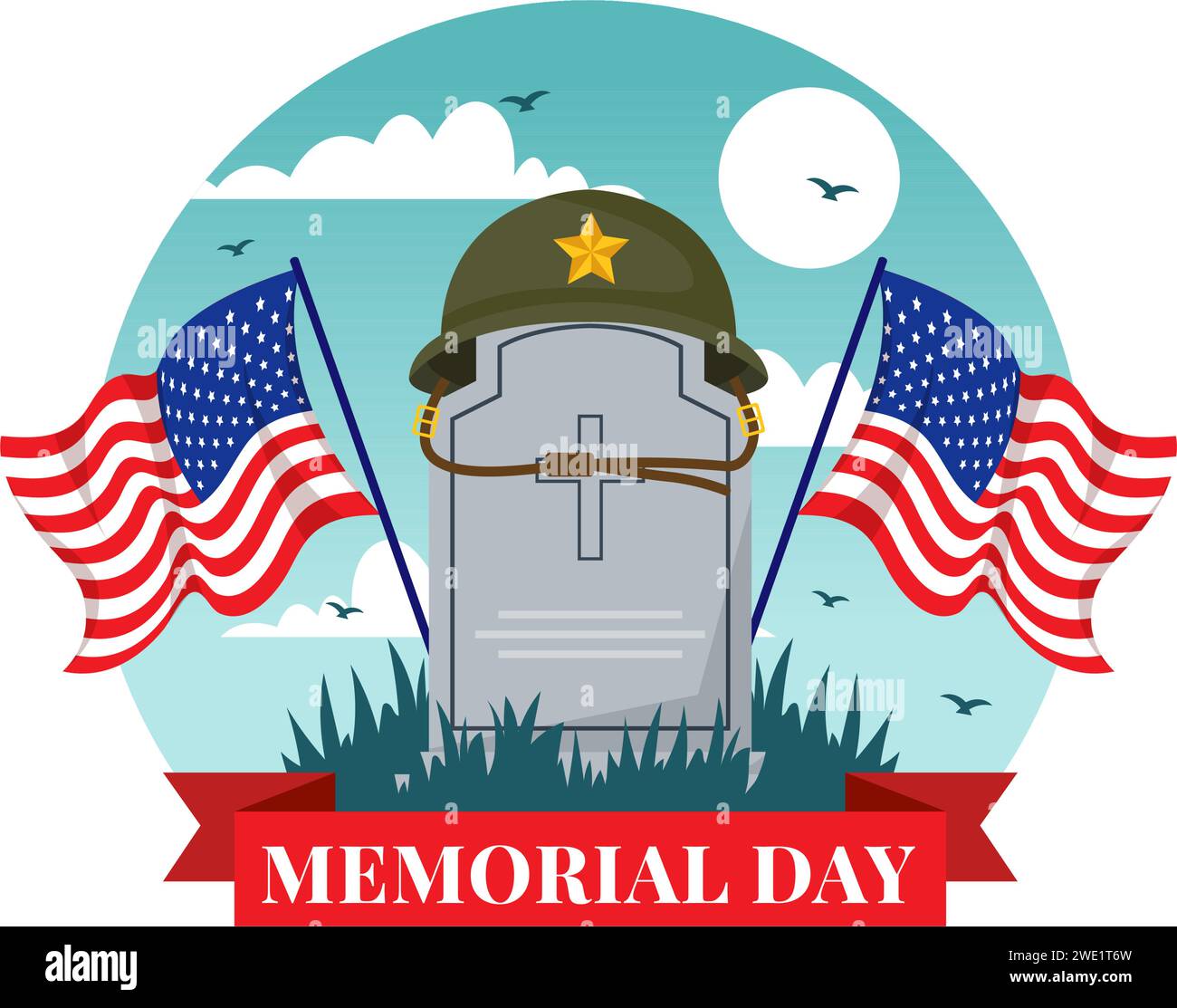 Memorial Day of Remember and Honor Vector Illustration with American ...