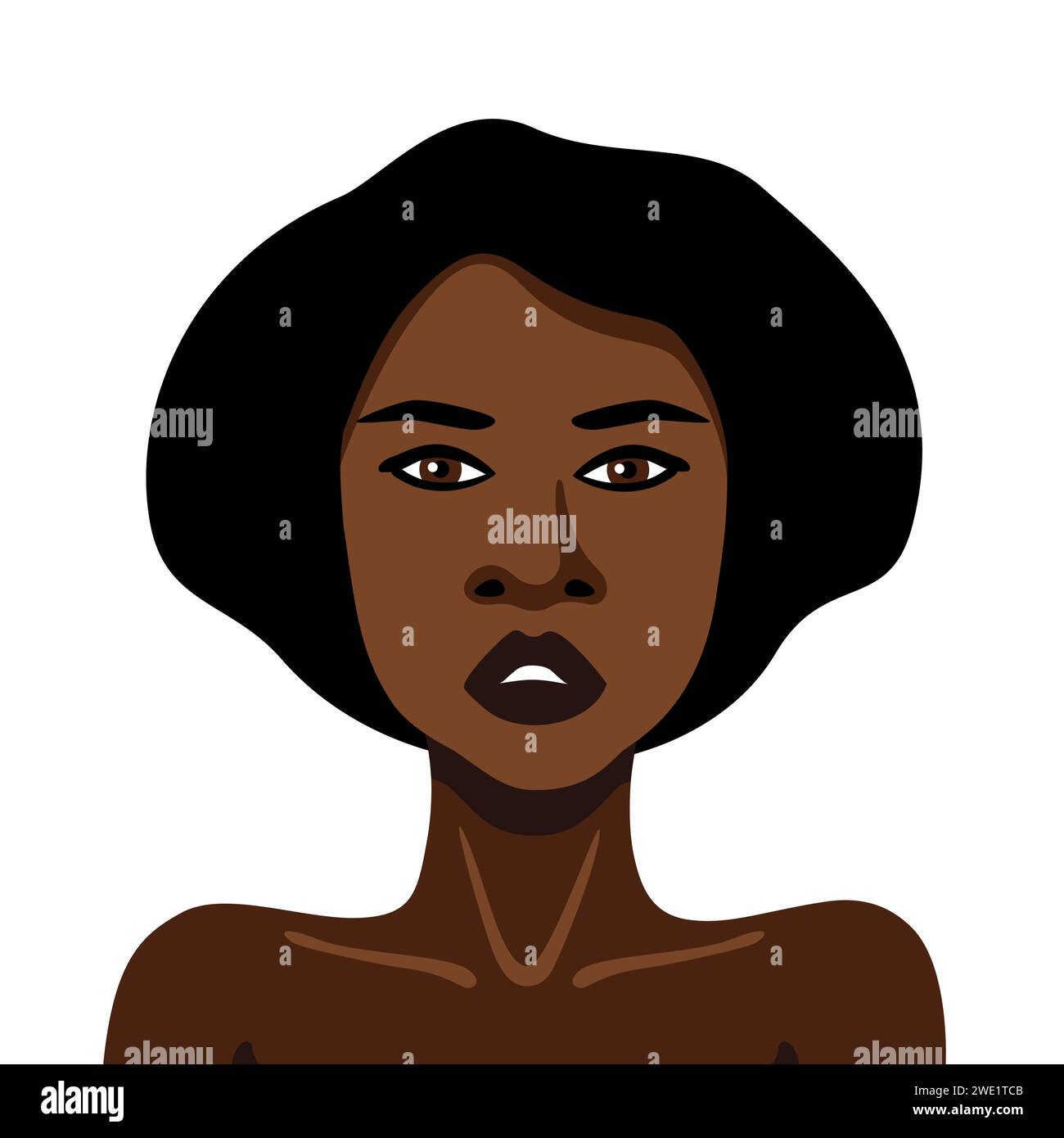 Portrait of african american beautiful girl on white background vector illustration in ...
