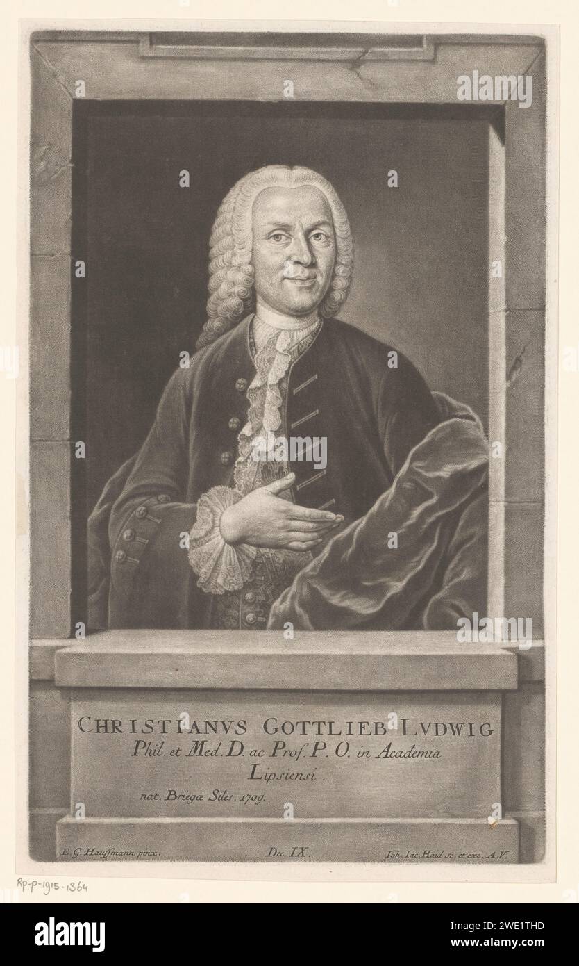 PortraT van Christian Gottlieb Ludwig, Johann Jacob Haid, after Elias ...