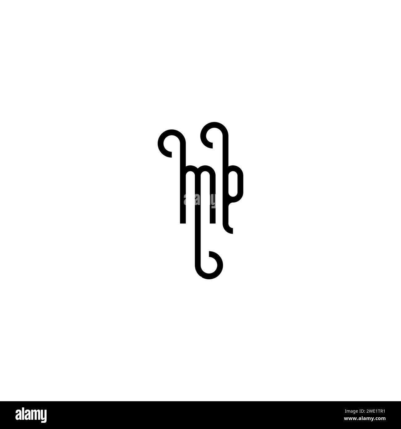 MP simple curved concept initial logo design black and white background ...