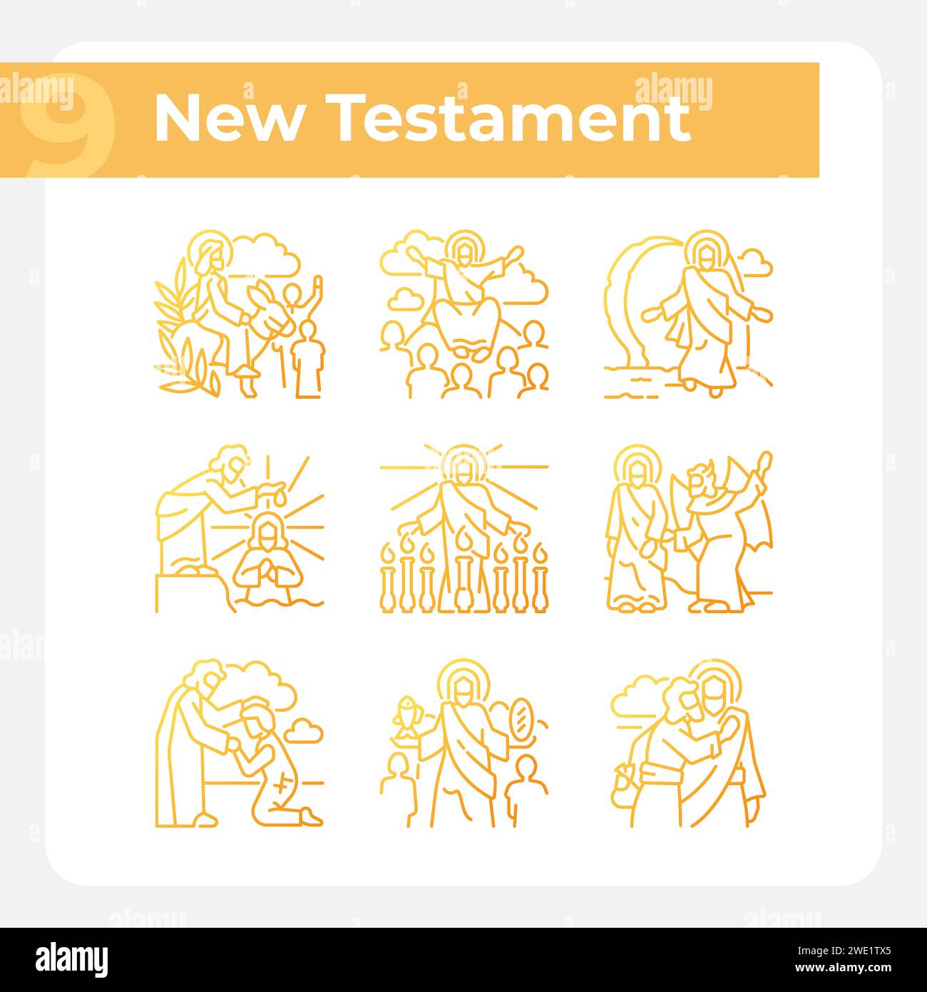 New testament scenes gradient linear vector icons set Stock Vector ...