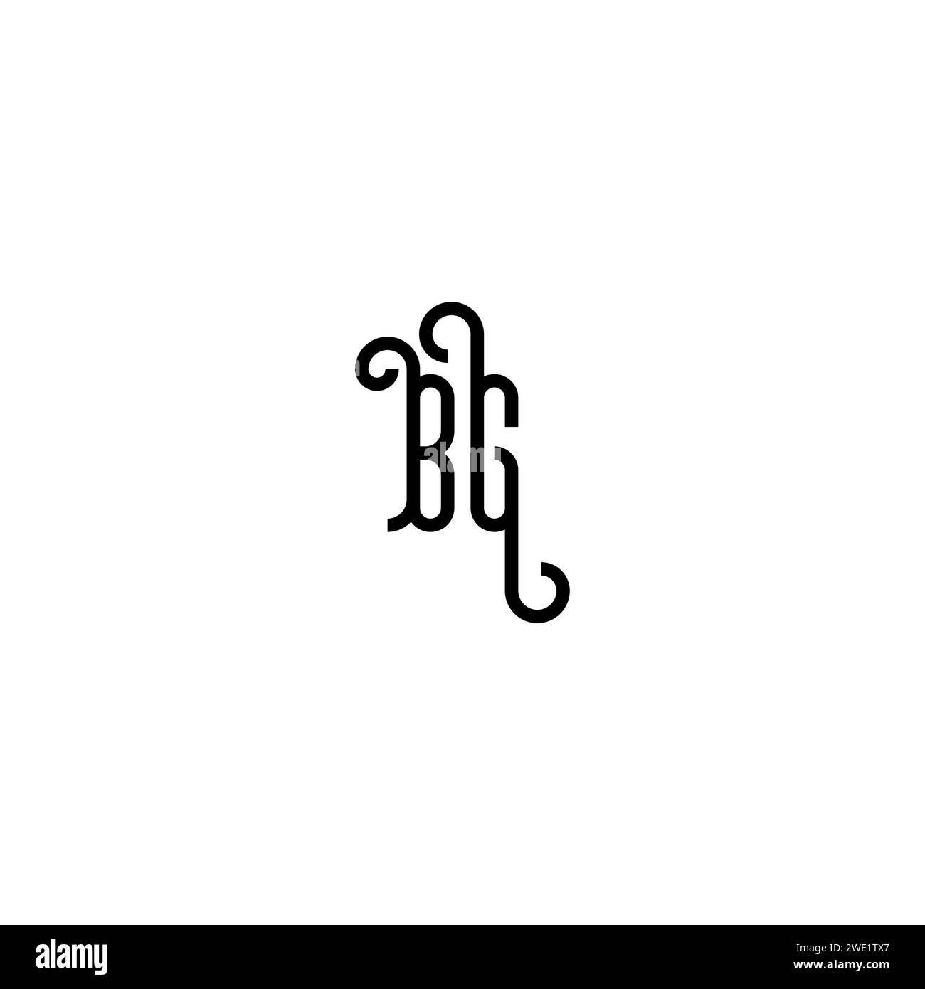 BG simple curved concept initial logo design black and white background ...
