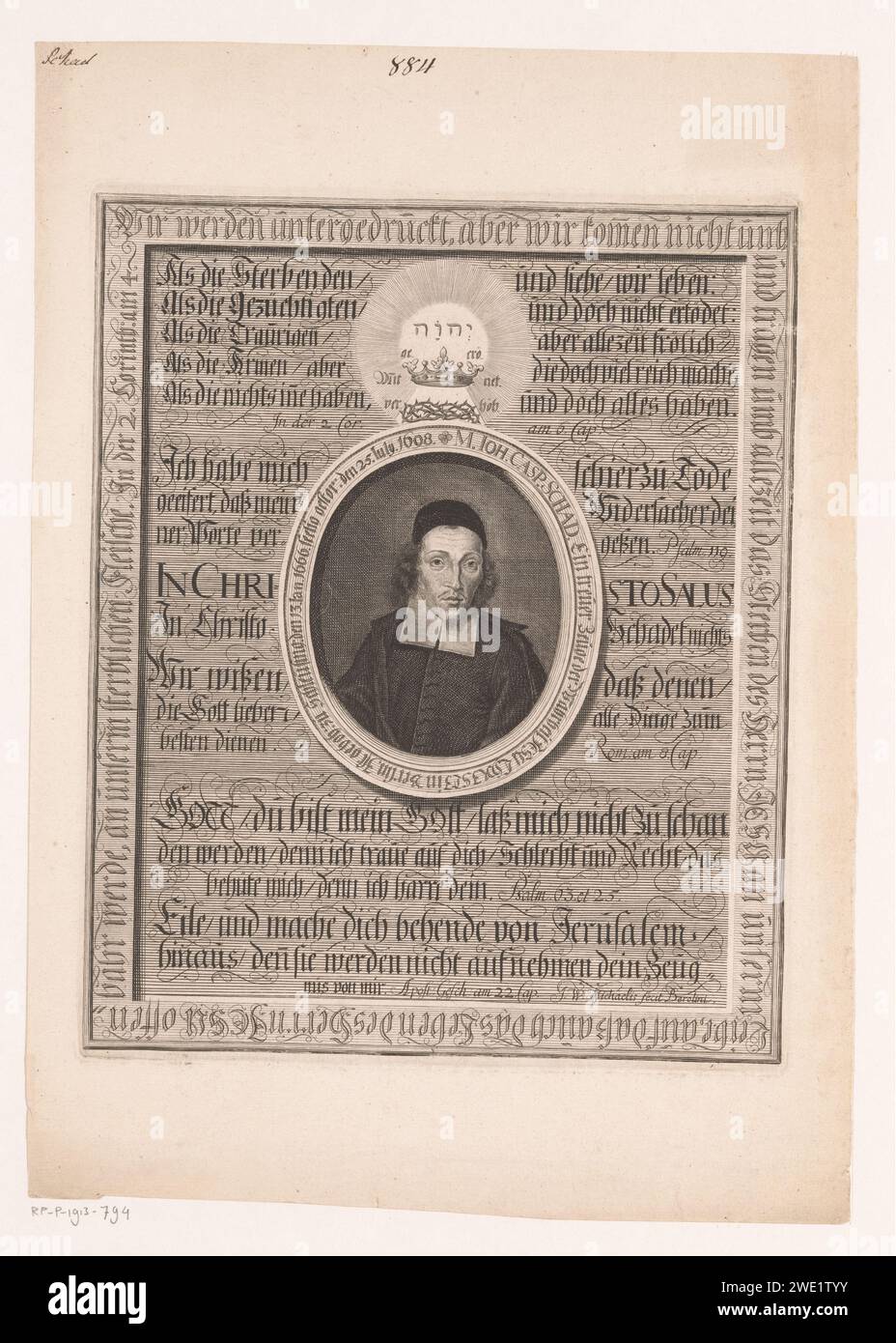 Portrait van Johann Caspar Schade, Johann Wilhelm Michaelis, 1698 ...