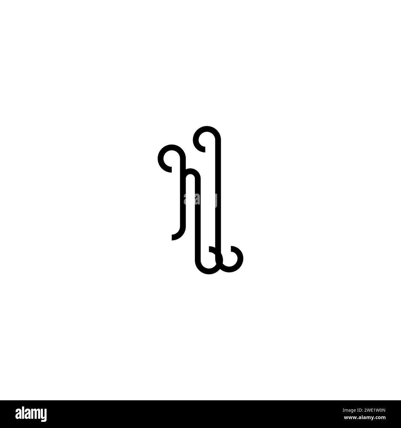 NI simple curved concept initial logo design black and white background ...