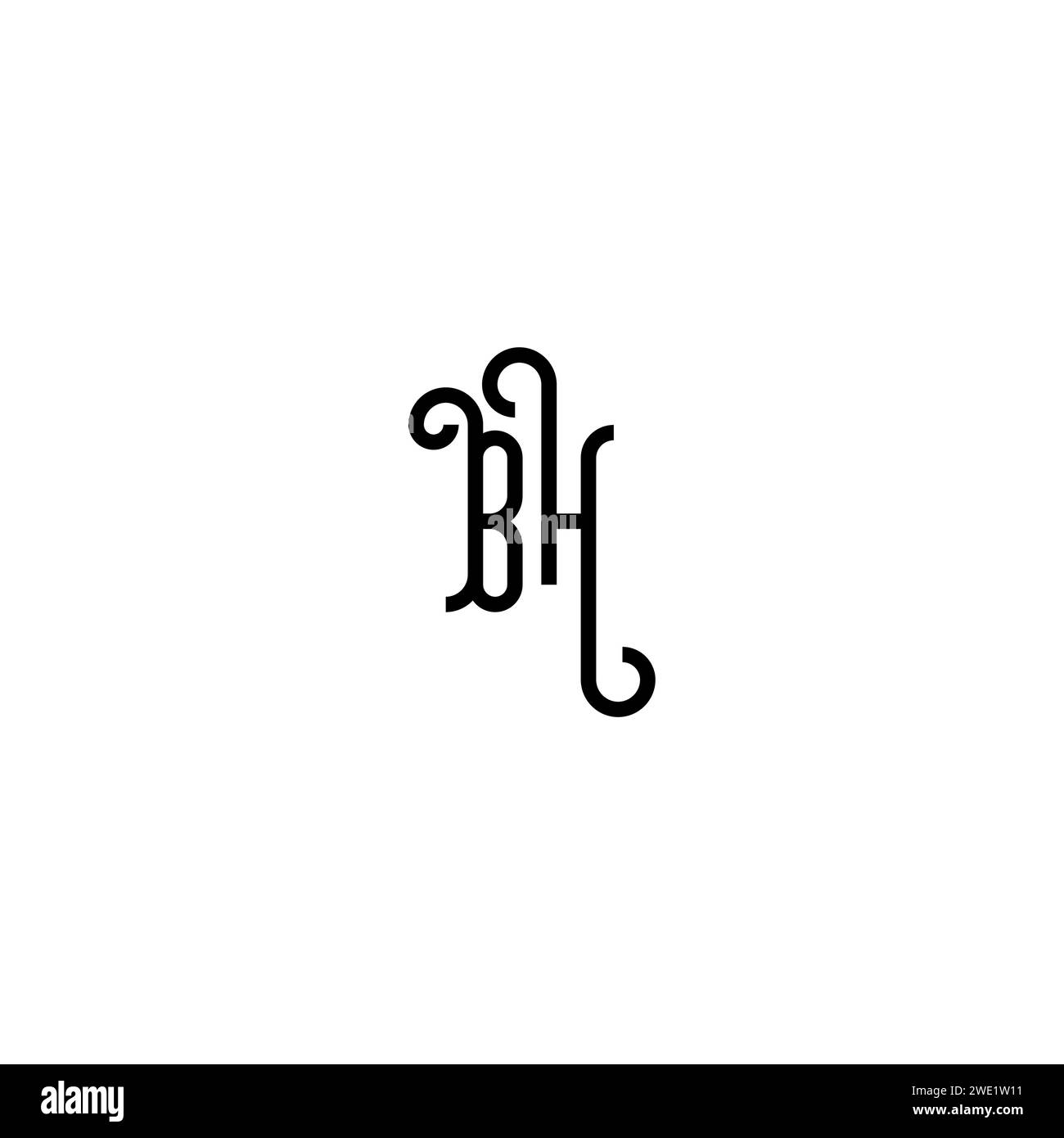 BH simple curved concept initial logo design black and white background ...