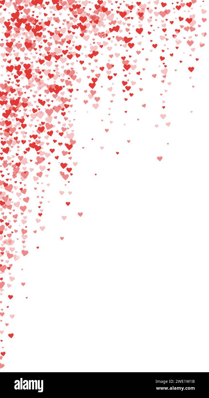 Flying hearts for valentine's day. Red hearts scattered on white ...