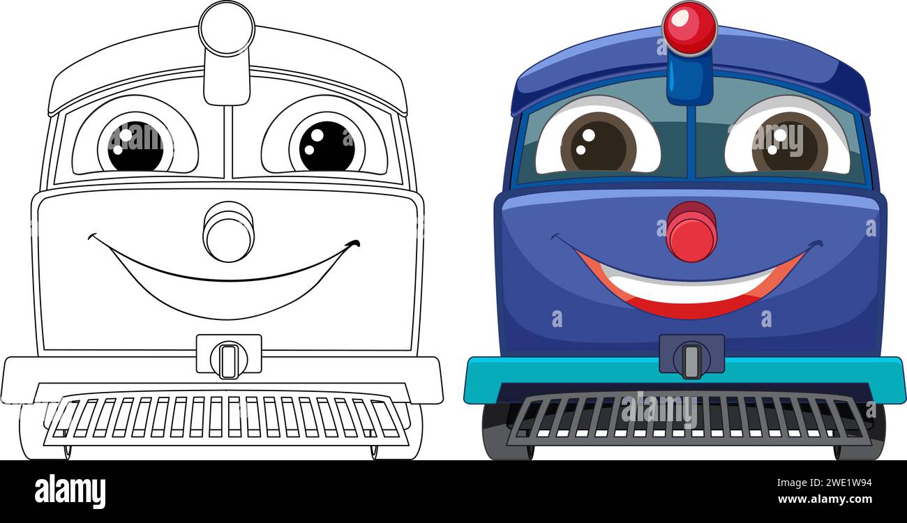 Colorful vector illustration of two smiling trains Stock Vector Image ...