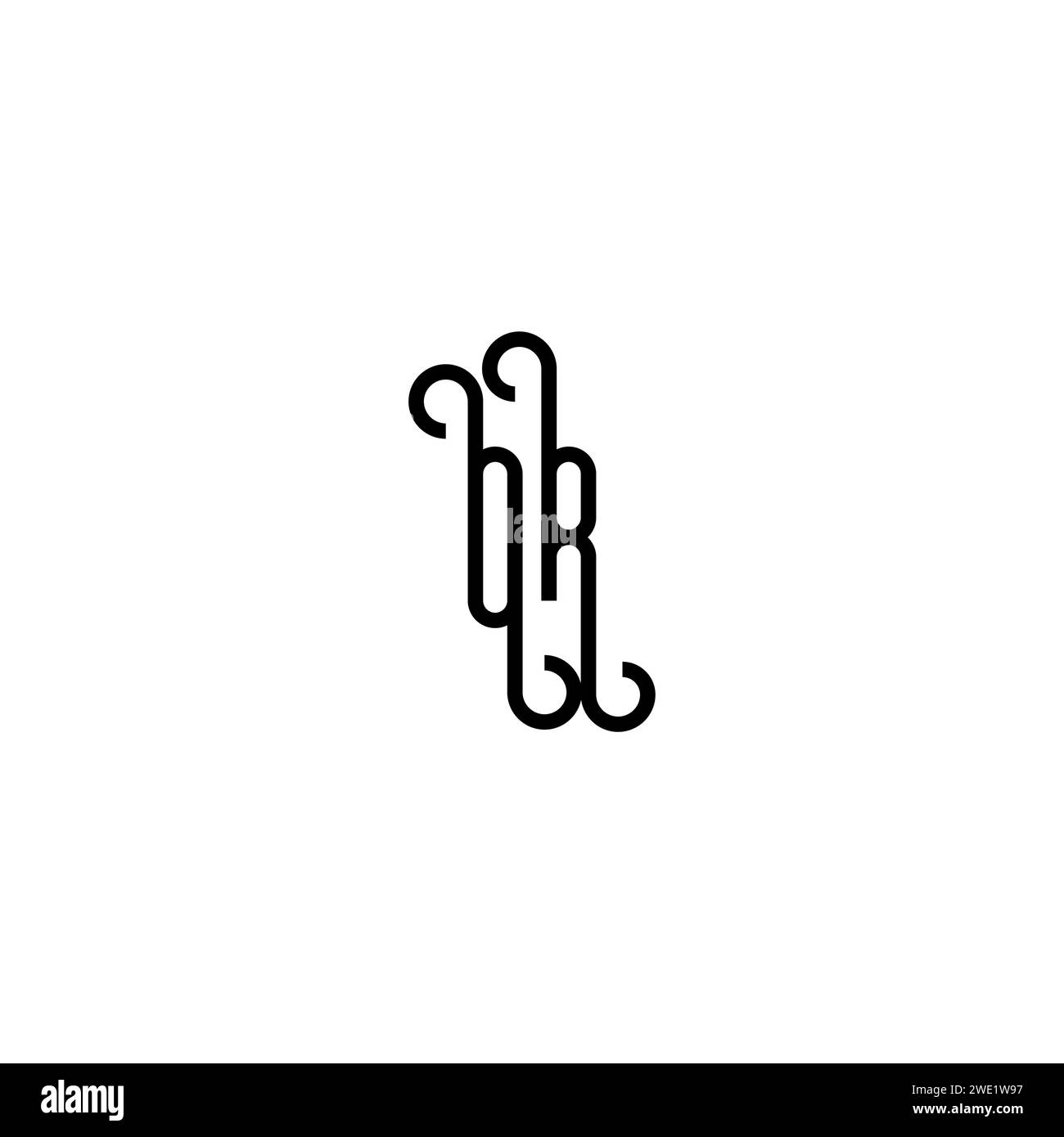 OR simple curved concept initial logo design black and white background ...