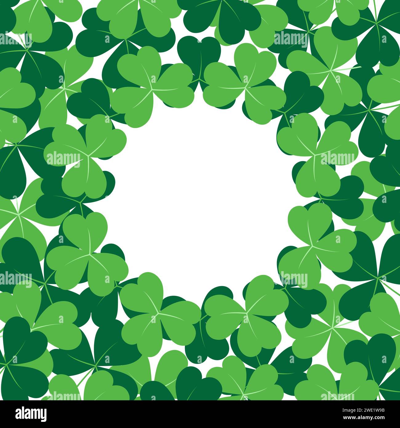 Abstract shamrocks frame border with copy space inside. Design concept ...