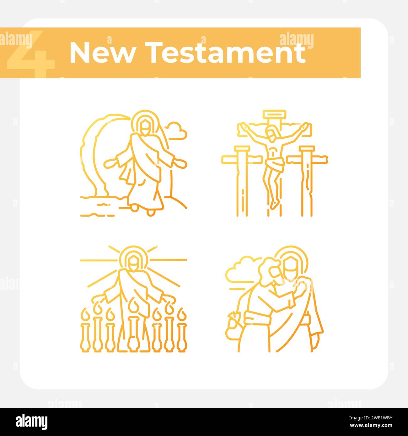 Life of Jesus Christ gradient linear vector icons set Stock Vector ...