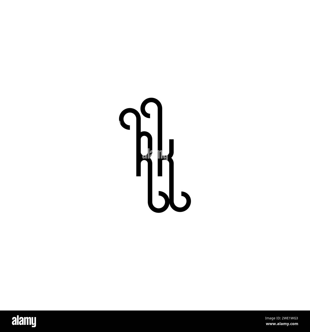 RK simple curved concept initial logo design black and white background ...