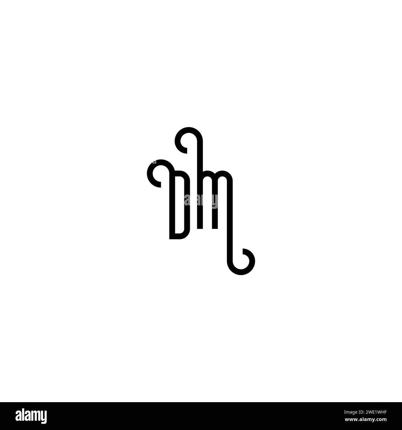 DM simple curved concept initial logo design black and white background ...