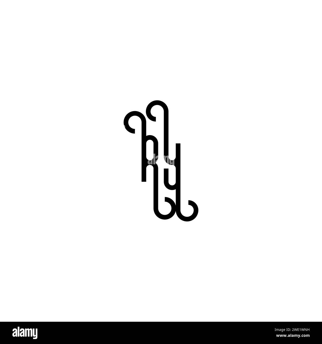 RY simple curved concept initial logo design black and white background ...