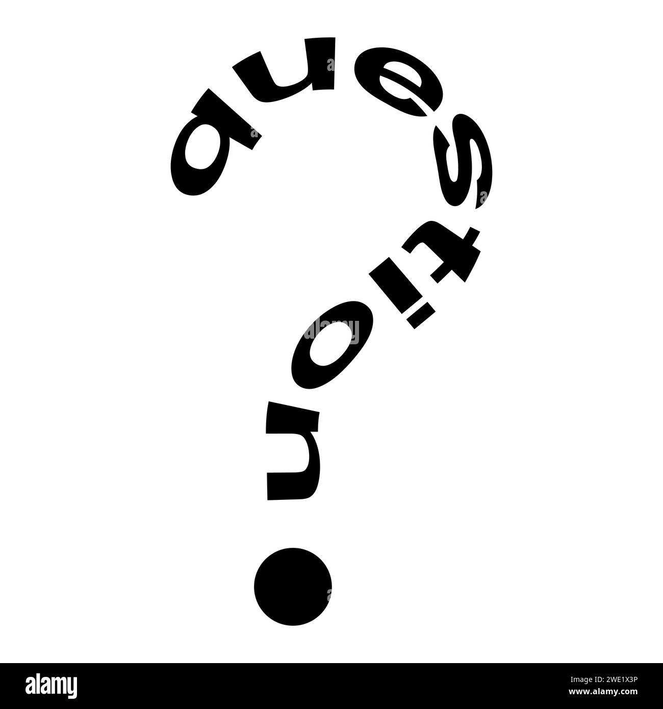 Word question in a question mark, lettering, sign of ignorance Stock ...