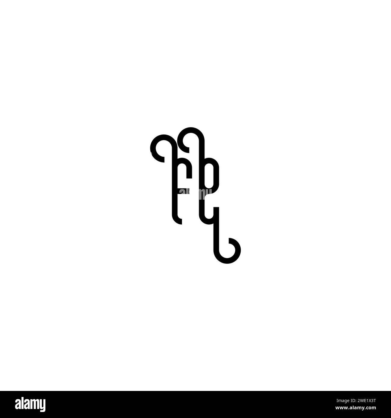 FE simple curved concept initial logo design black and white background ...