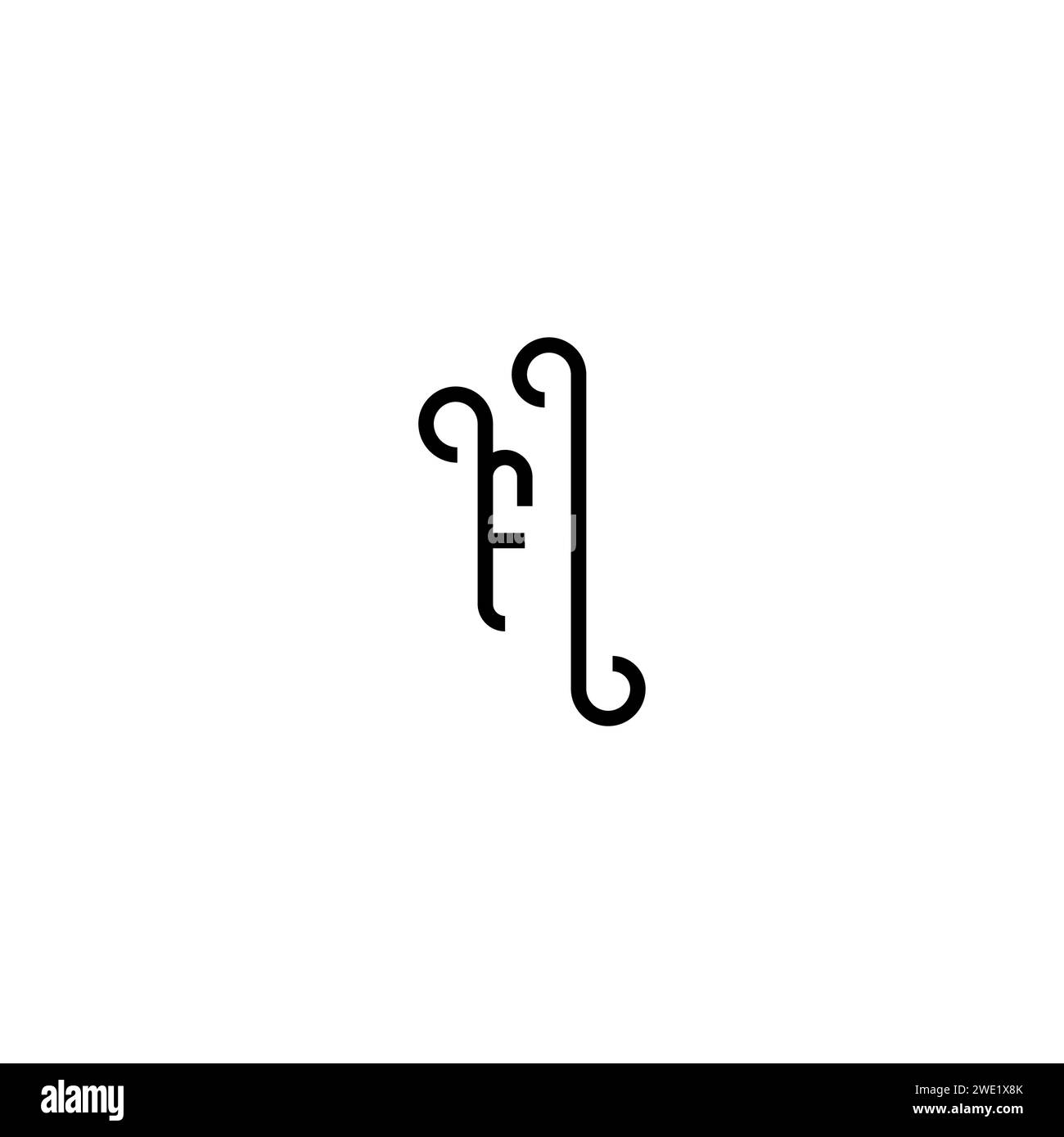 FI simple curved concept initial logo design black and white background ...