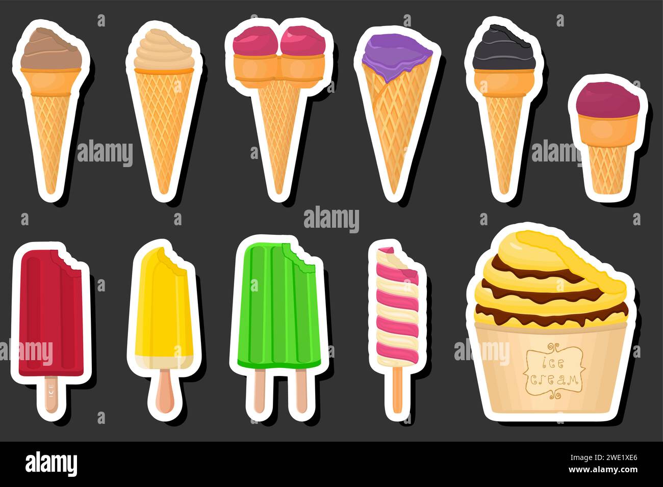 Illustration on theme big kit ice cream popsicle different types in ...