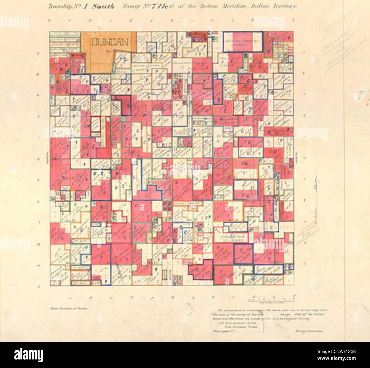 Allotment Map of Township 1 South of Range 7 West of the Indian ...