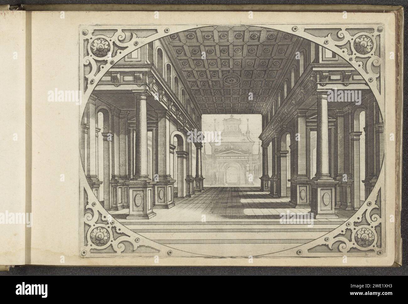 Open hall with a colonnade on both sides, Johannes or Lucas van ...