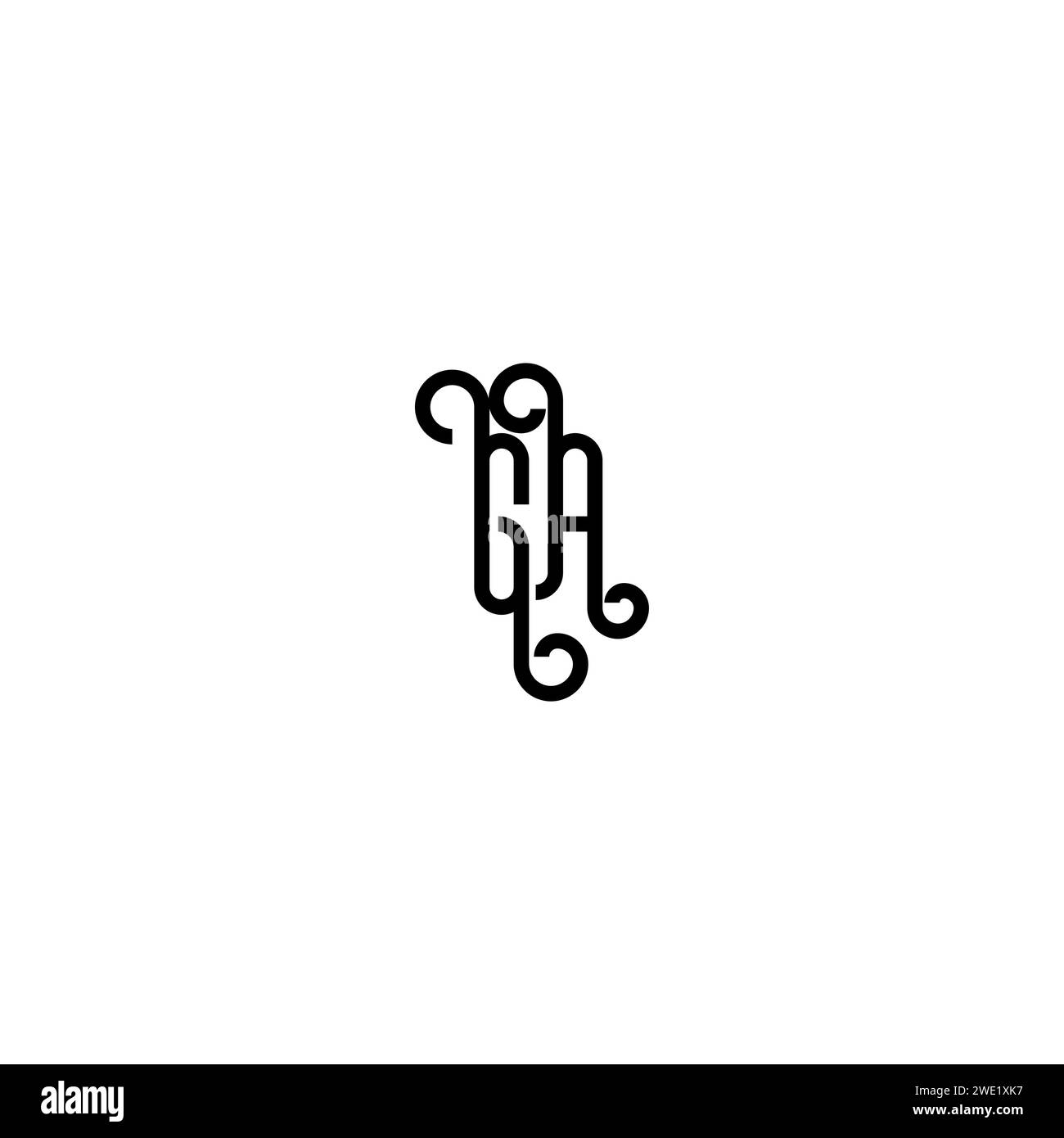 GA simple curved concept initial logo design black and white background ...