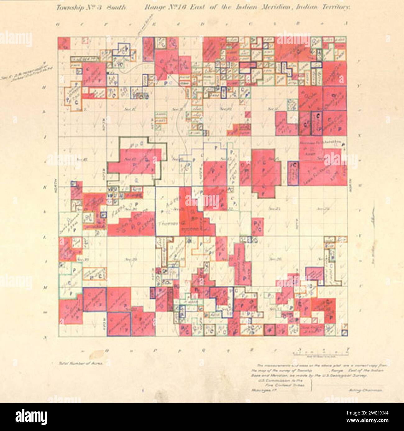 Allotment Map of Township 3 South of Range 16 East of the Indian ...