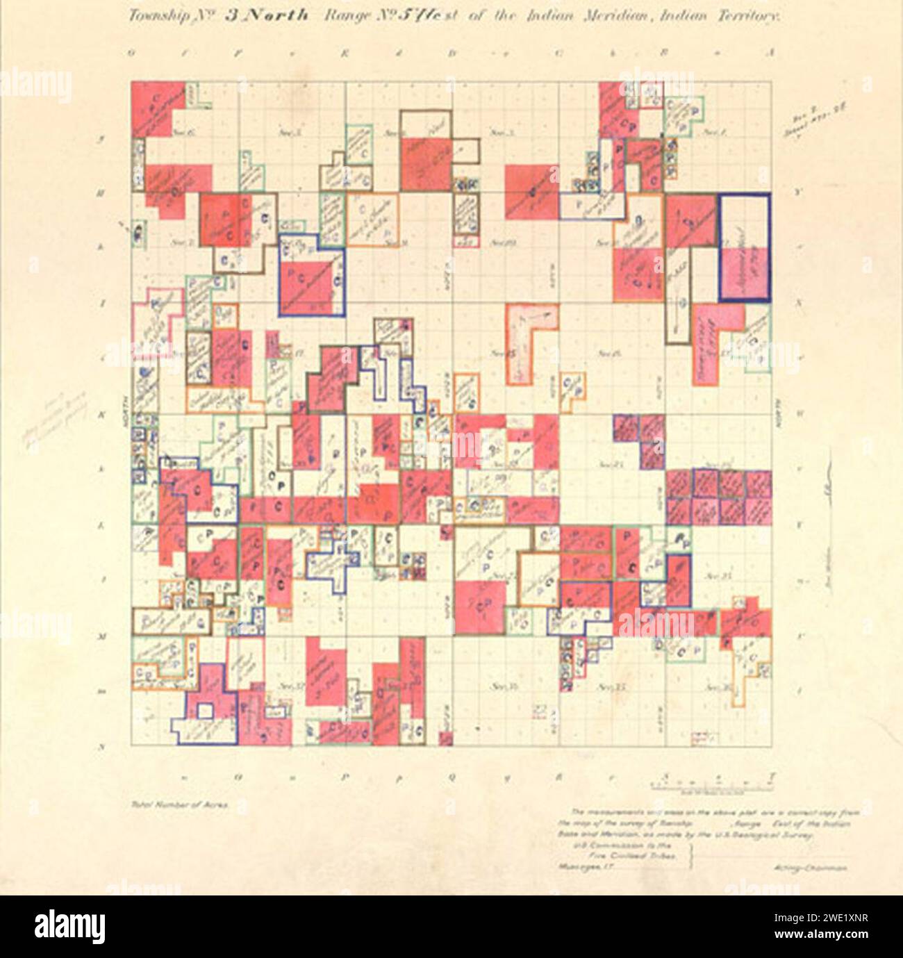 Allotment Map of Township 3 North of Range 5 West of the Indian ...