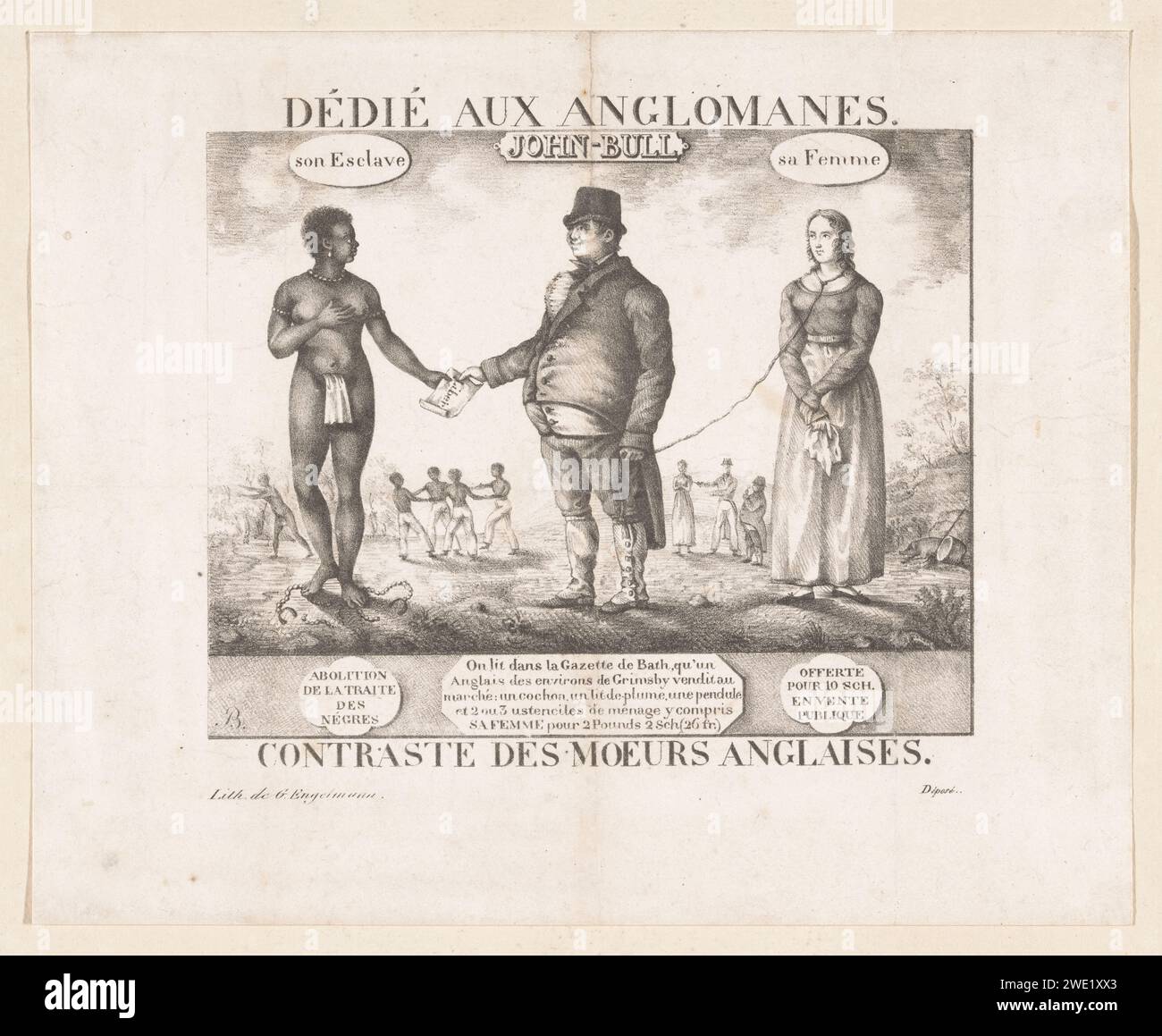 Cartoon on the abolition of slavery in England, Gottfried Engelmann ...