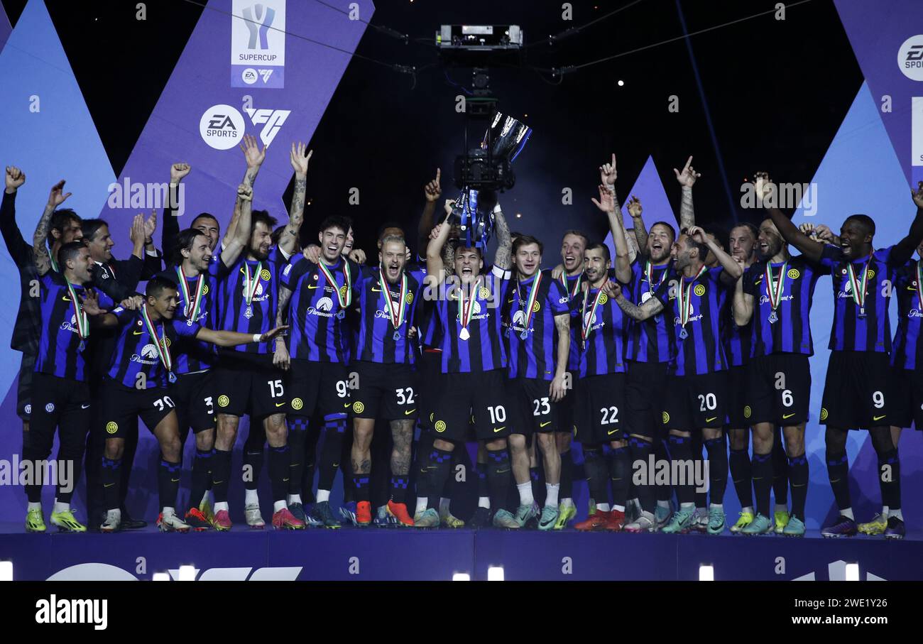 Riyadh. 23rd Jan, 2024. Players of Inter Milan celebrate winning the ...