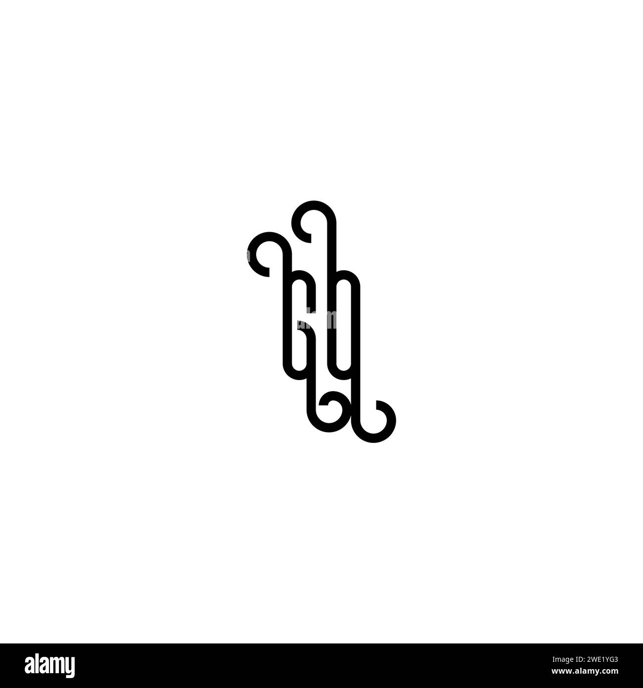 GO simple curved concept initial logo design black and white background ...