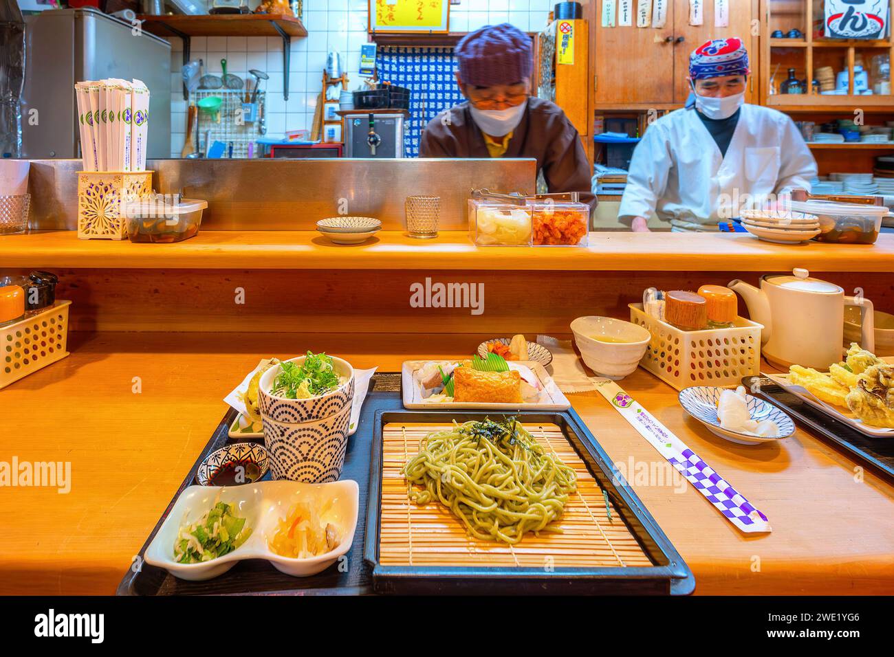 Kyoto, Japan - April 1 2023: Unidentified Japanese owners at Tori Kiku ...