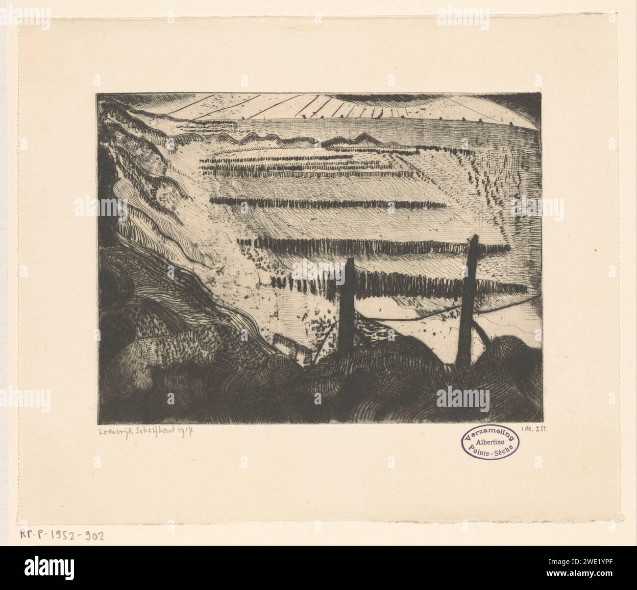 Beach of Domburg, Lodewijk Schelfhout, 1917 print Pale heads on the ...