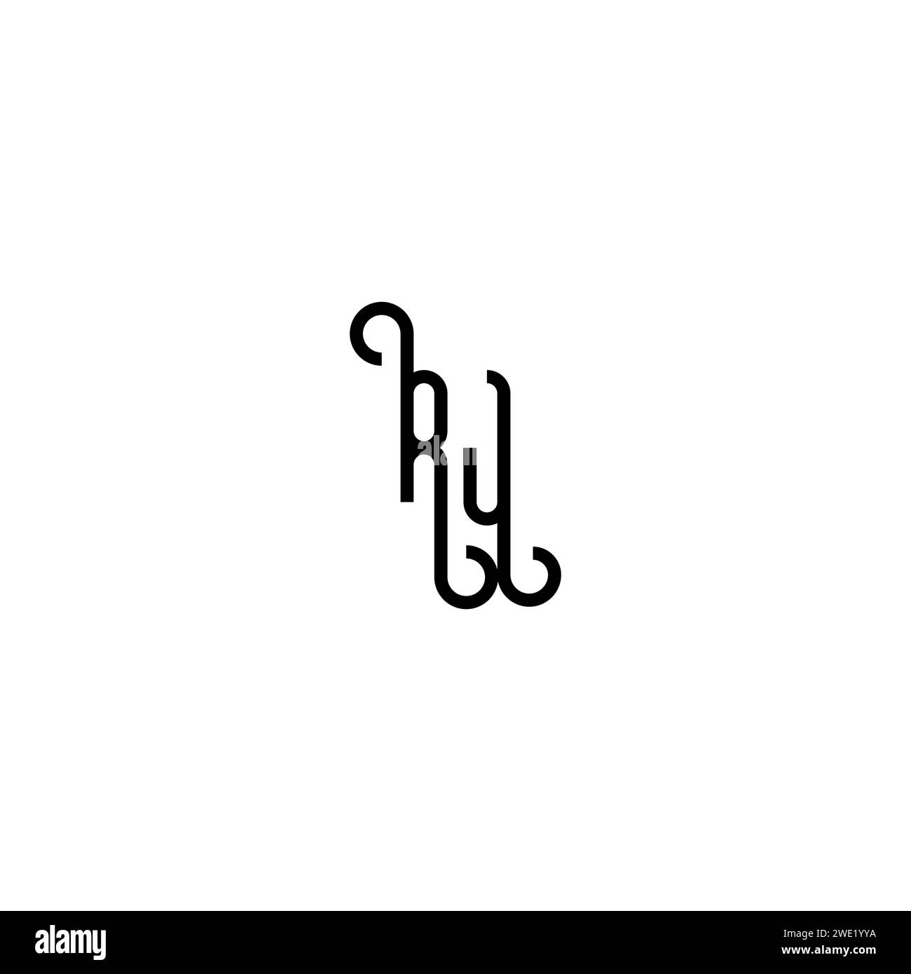 RJ simple curved concept initial logo design black and white background ...