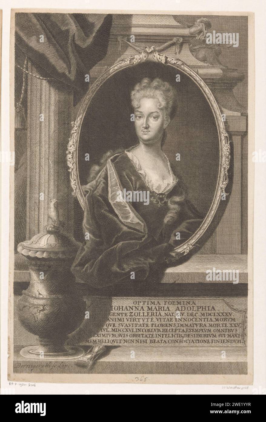 Portrait of Johanna Maria Adolph, Martin Berbigeroth, 1715 - 1733 print ...