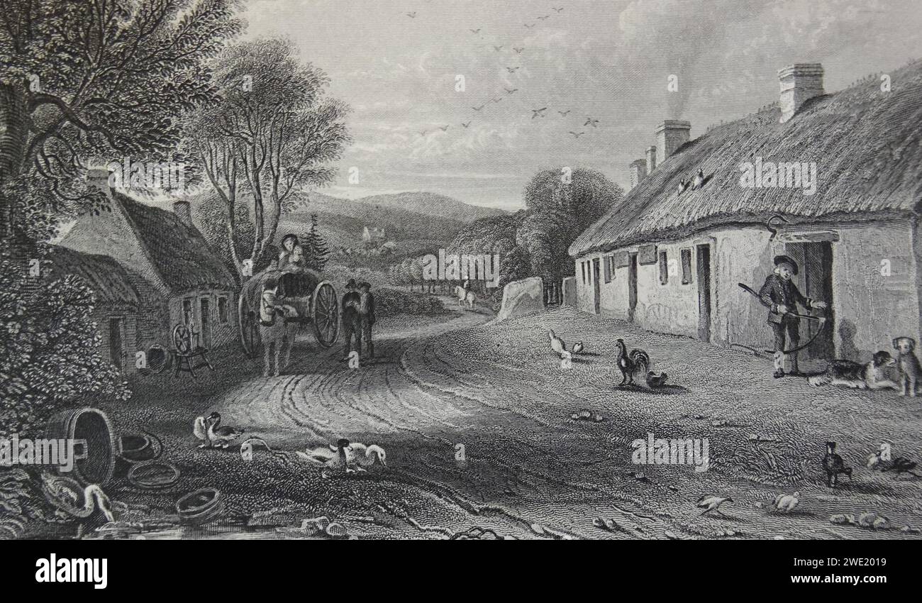Alloway Cottage, South Ayrshire. 1890 engraving Stock Photo - Alamy
