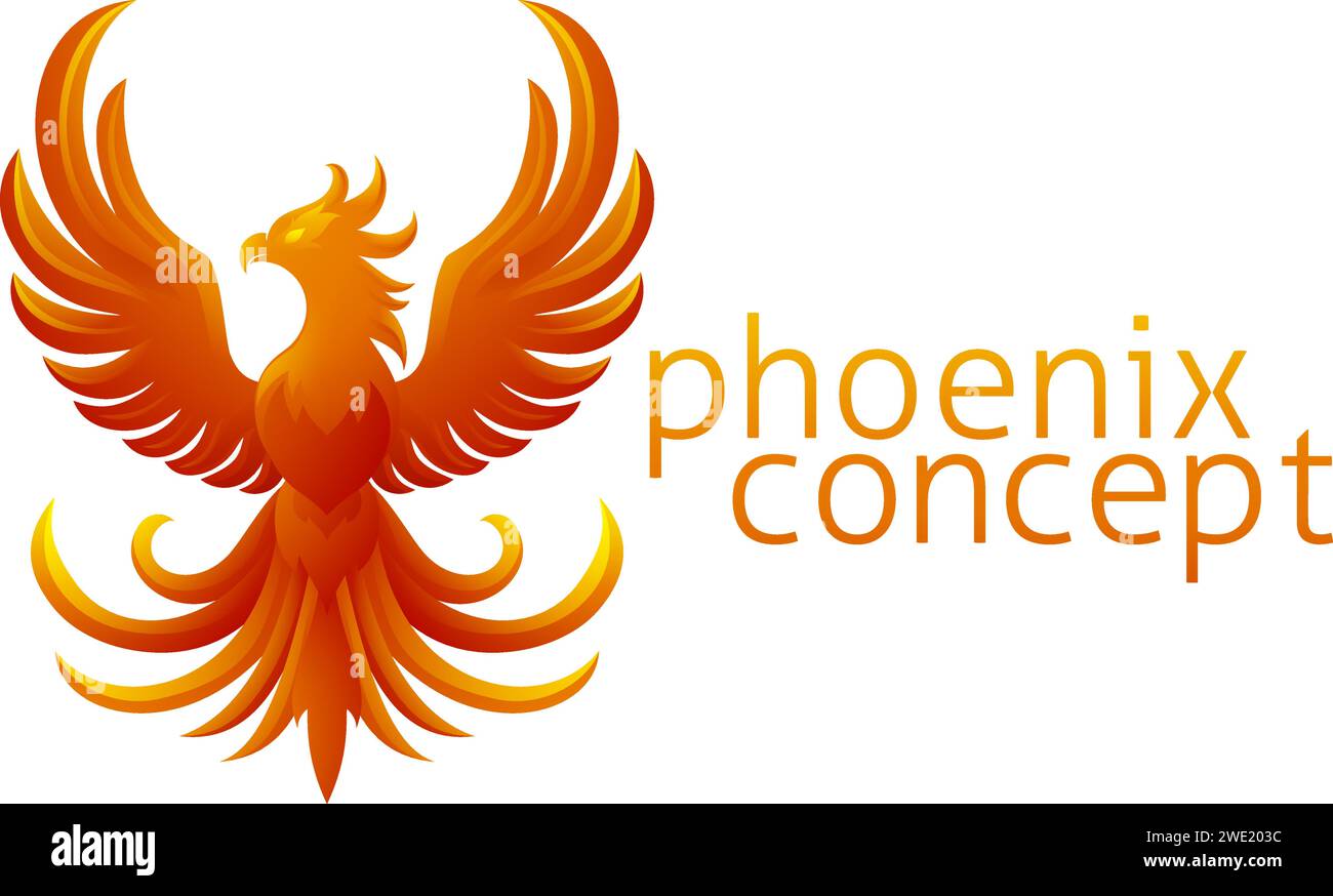 Phoenix Fire Bird Rising Wings Spread Eagle Stock Vector Image And Art
