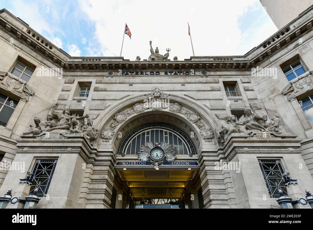 London, England - Aug 27, 2022: Entrance to the Waterloo underground ...
