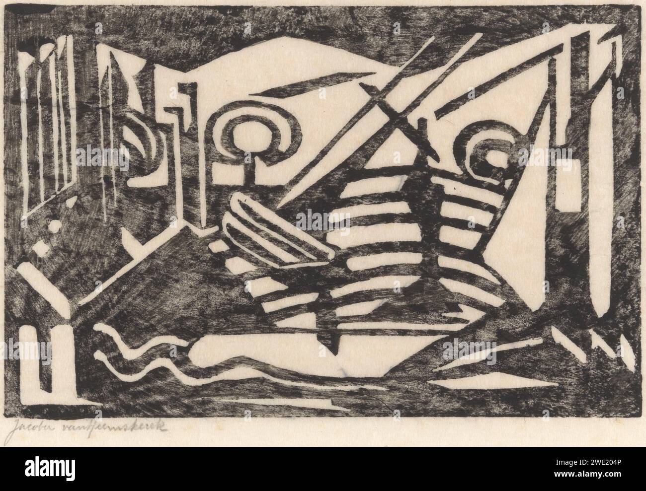 Skewed sailing ship, Jacoba van Heemskerck, 1886 - 1923 print ...