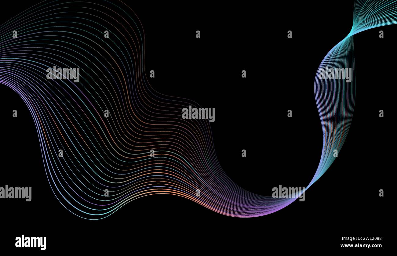 Holographic curved wavy lines abstract tech background. Vector graphic ...