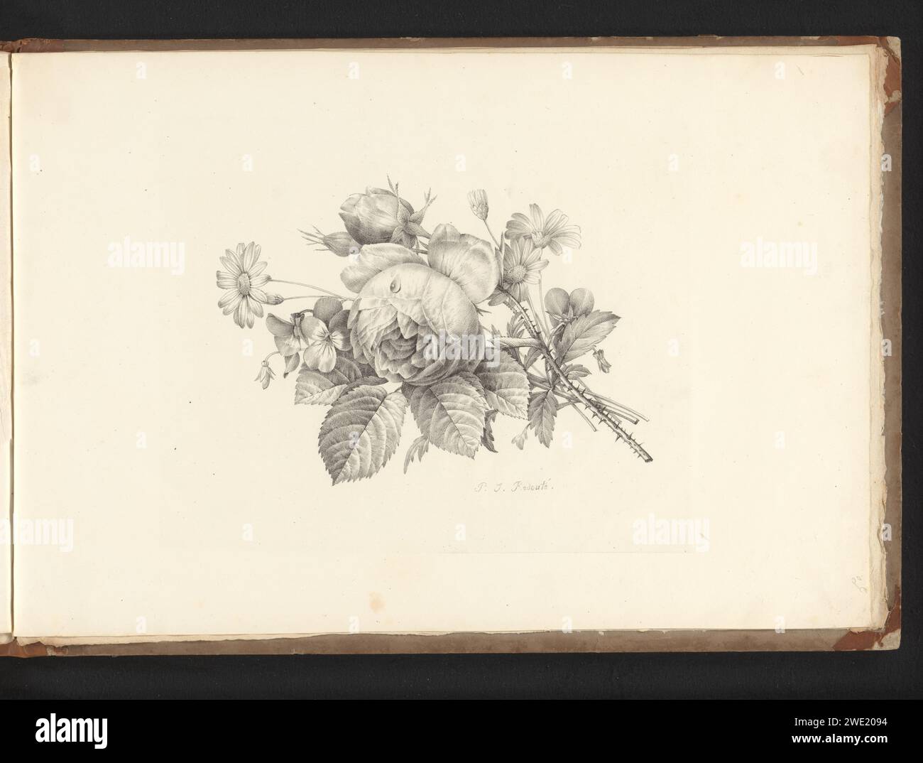 Bouquet with a Roos, Pierre Joseph Redouté, 1818 - 1819 print Print is ...