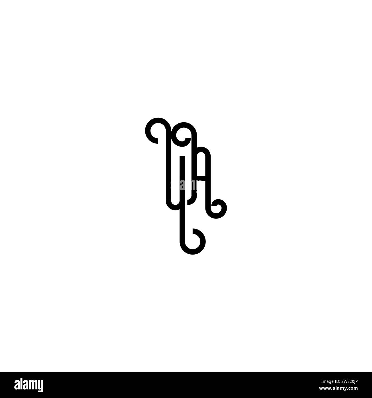 UA simple curved concept initial logo design black and white background ...