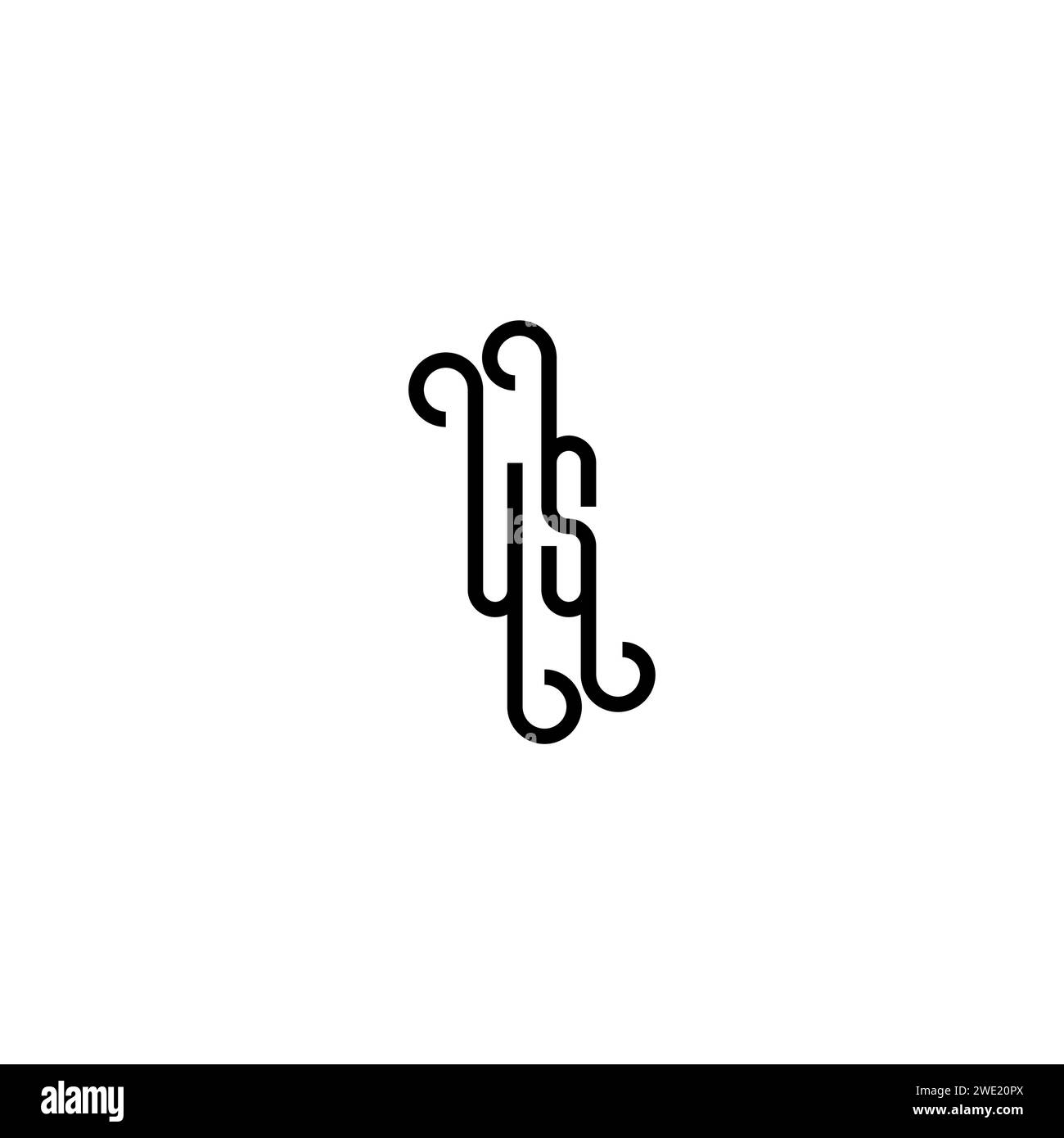 US simple curved concept initial logo design black and white background ...