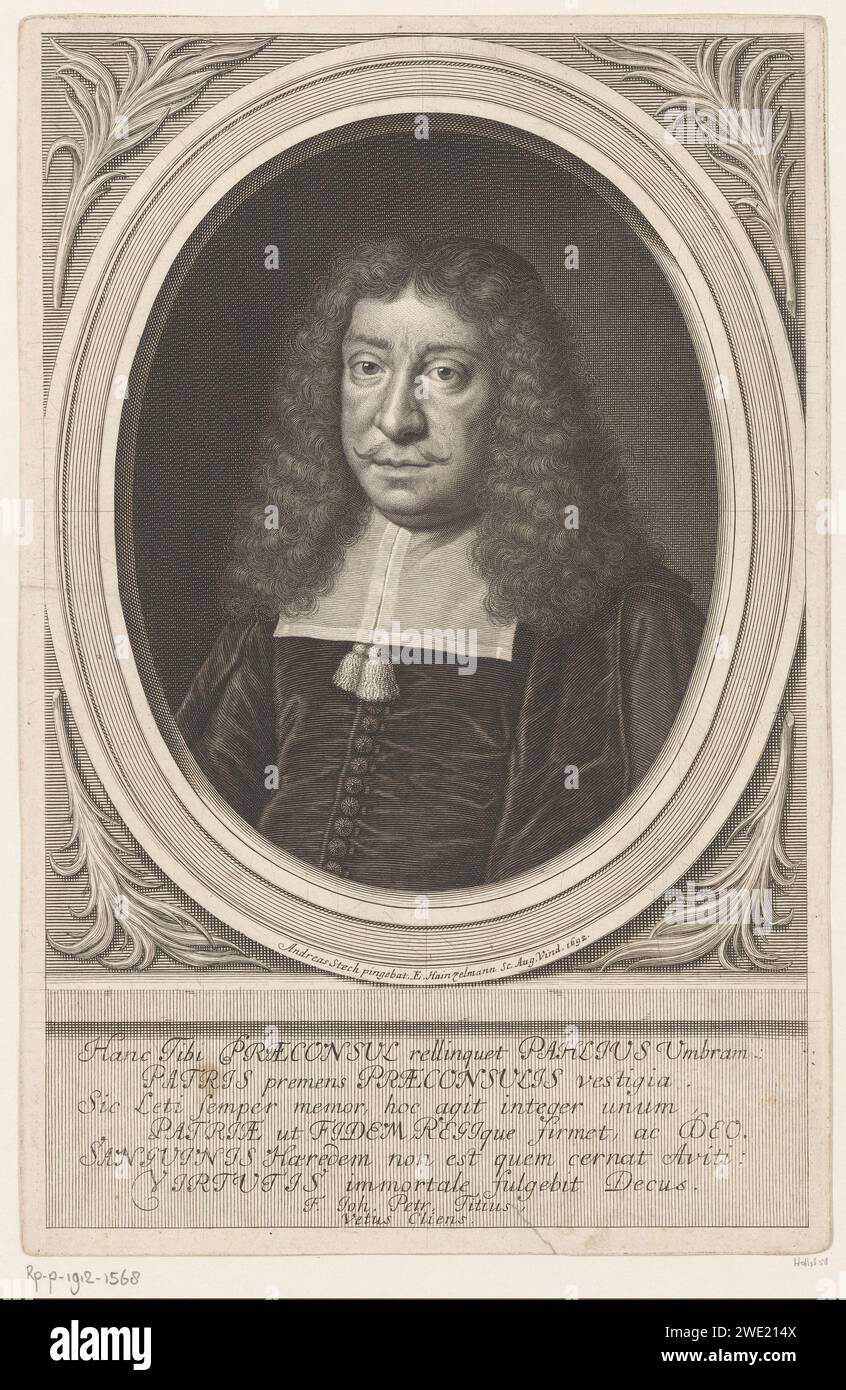 Portret van Constantin Pahl, Elias Hainzelmann, after Andreas Stech ...