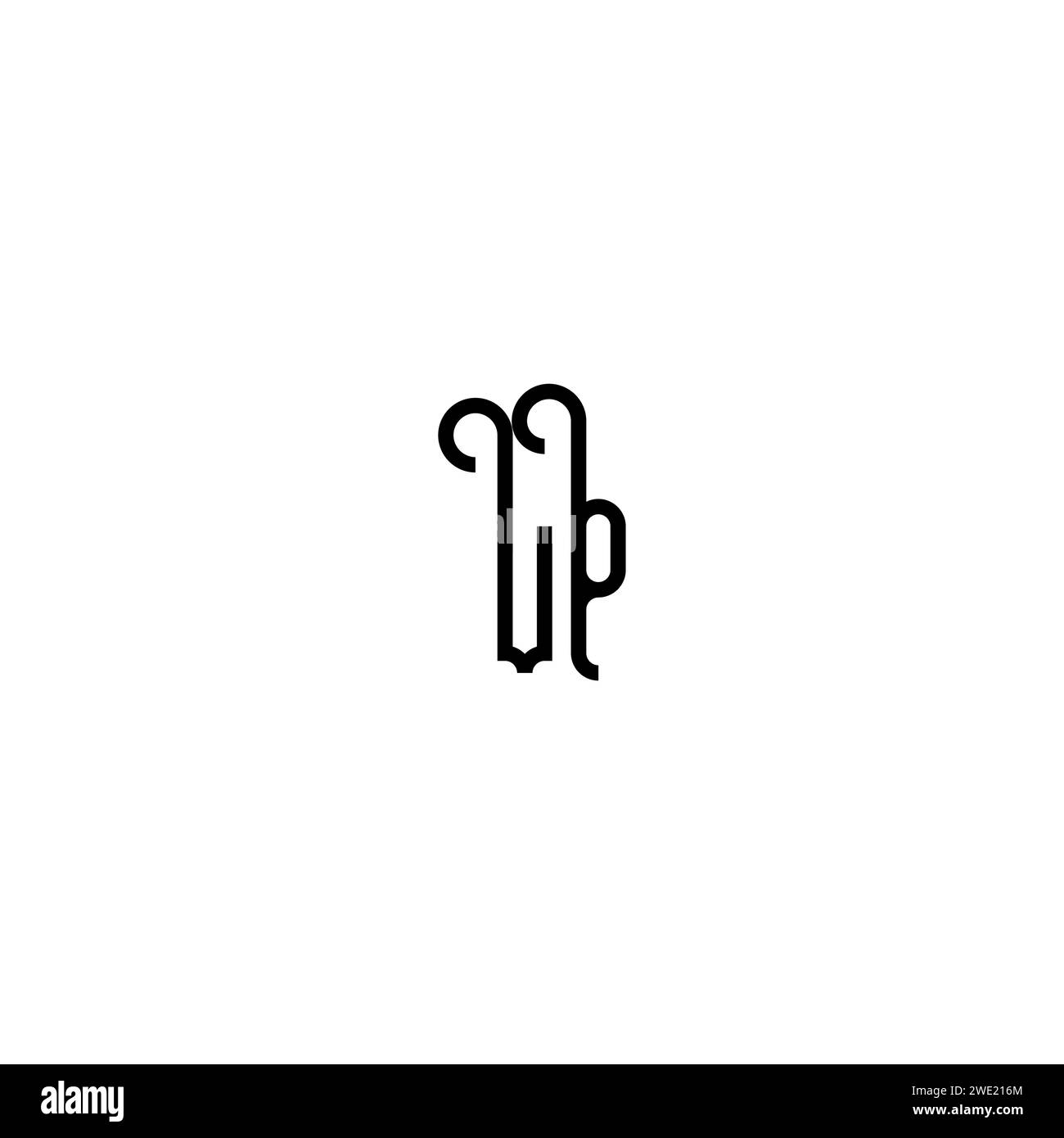 VP simple curved concept initial logo design black and white background ...