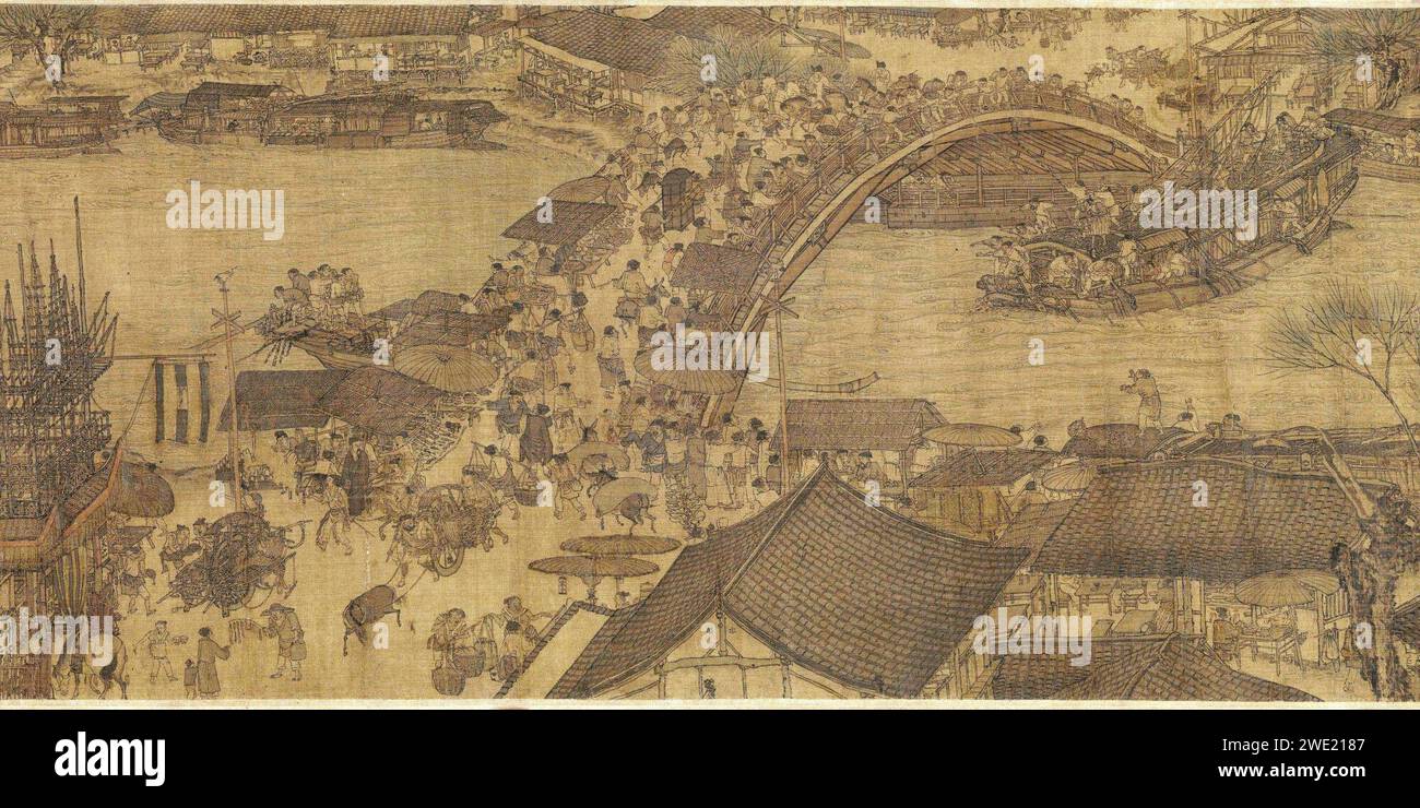 Along the River During the Qingming Festival (detail of original Stock ...