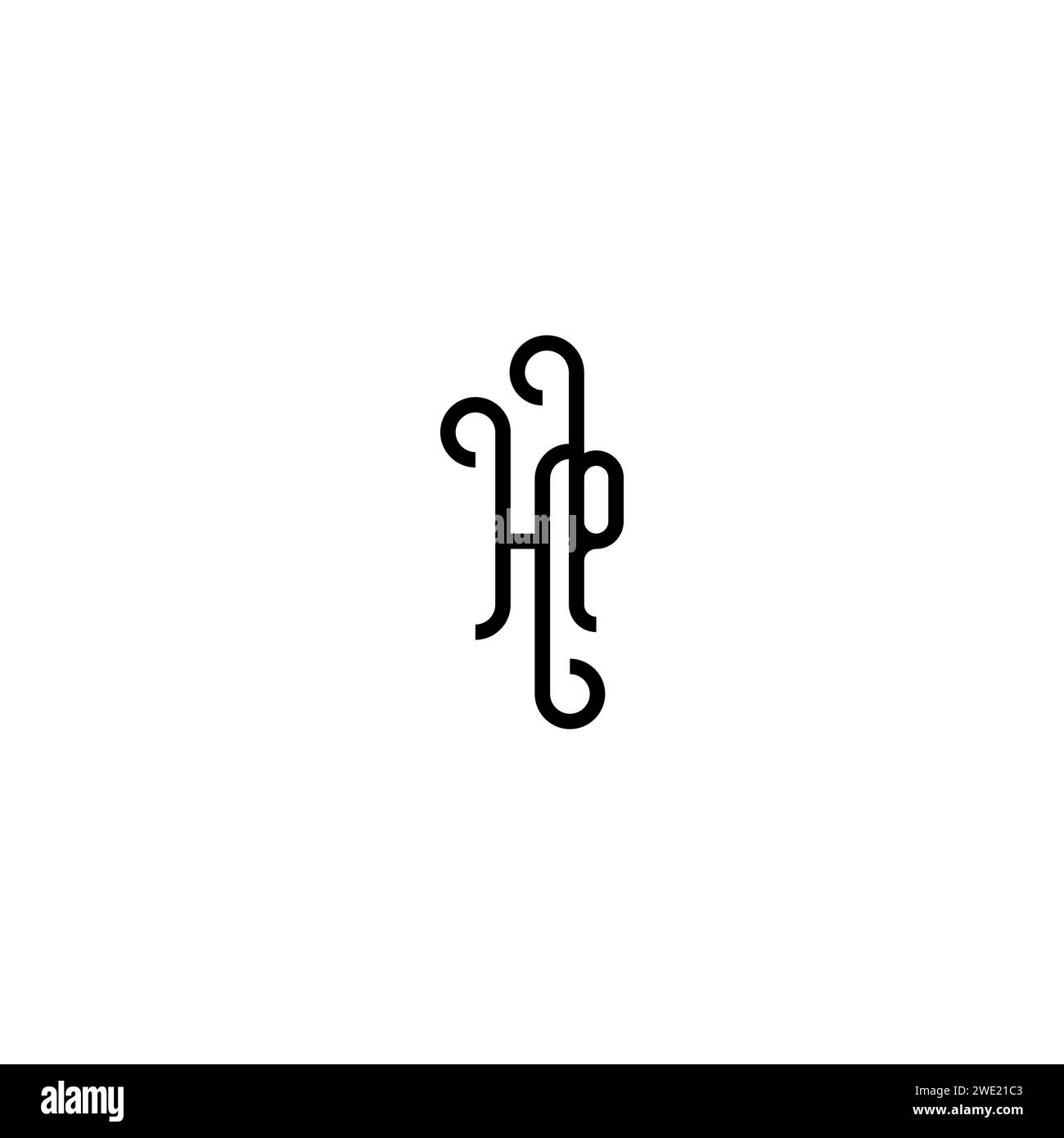 HP simple curved concept initial logo design black and white background ...