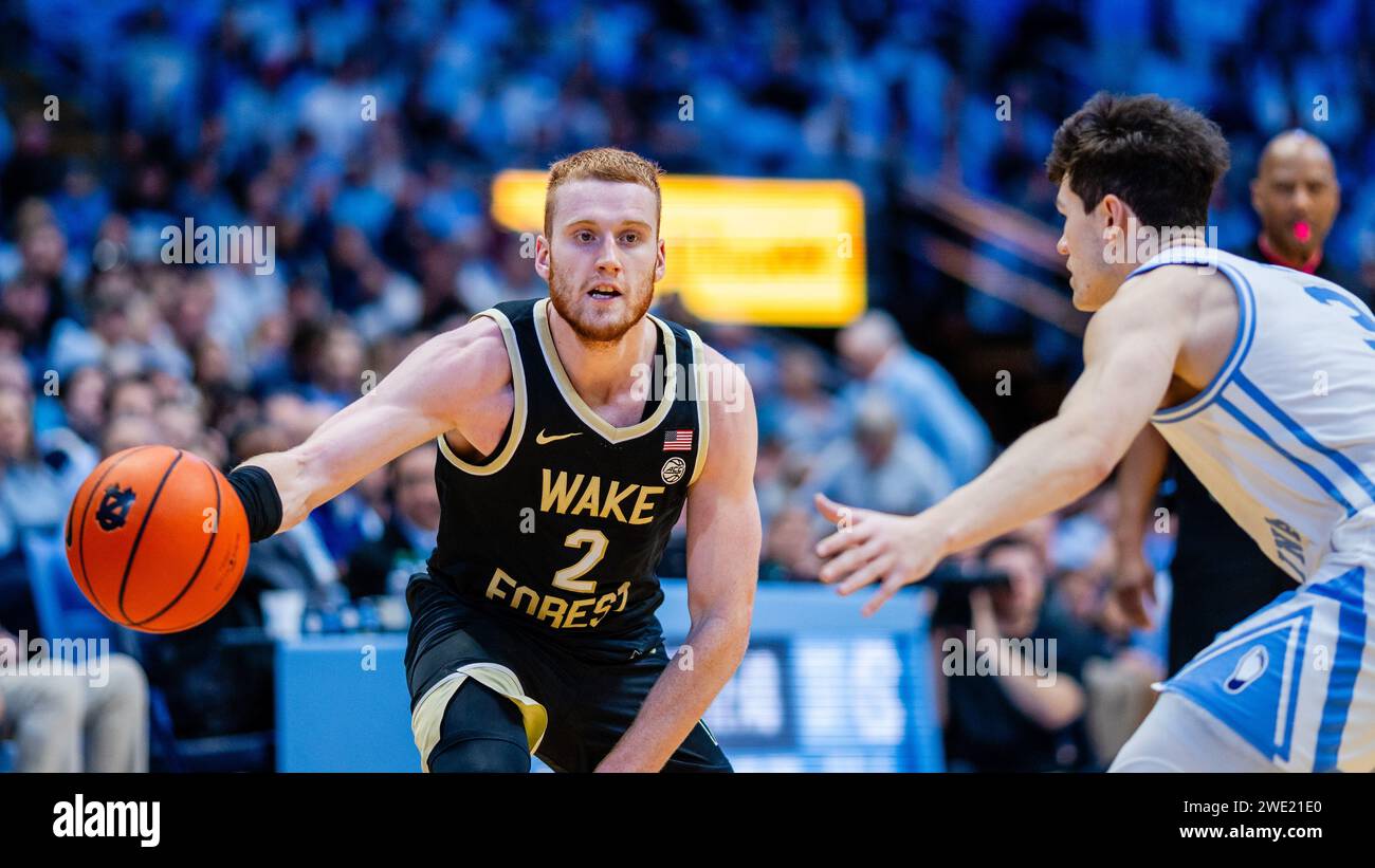 Chapel Hill, NC, USA. 22nd Jan, 2024. Wake Forest guard Cameron ...