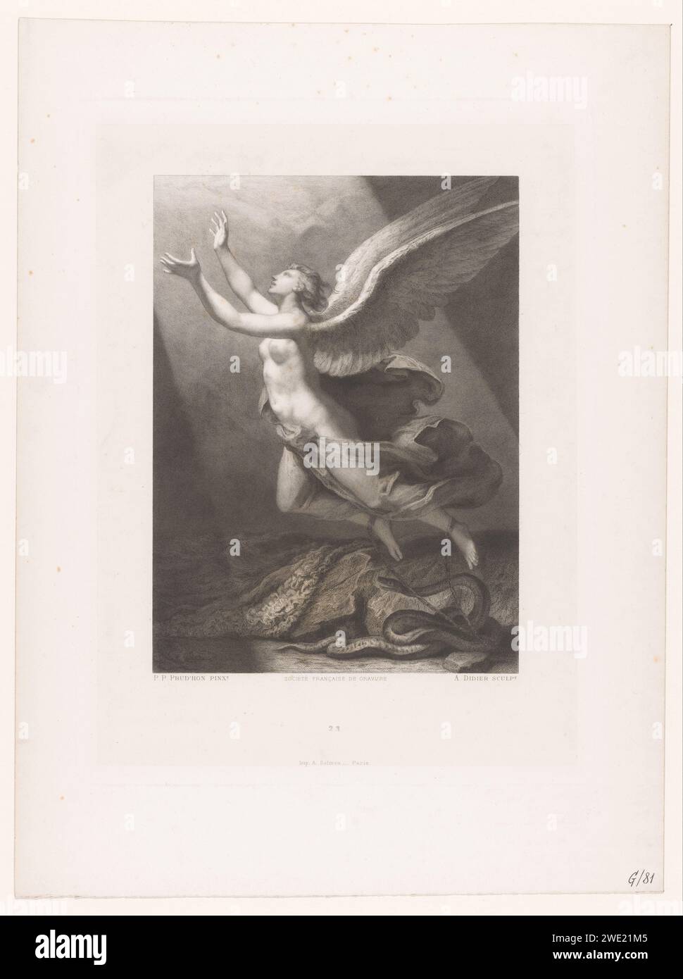 Soul redemption, Adrien Didier, After Pierre Prud'Hon, 1874 print Paris ...