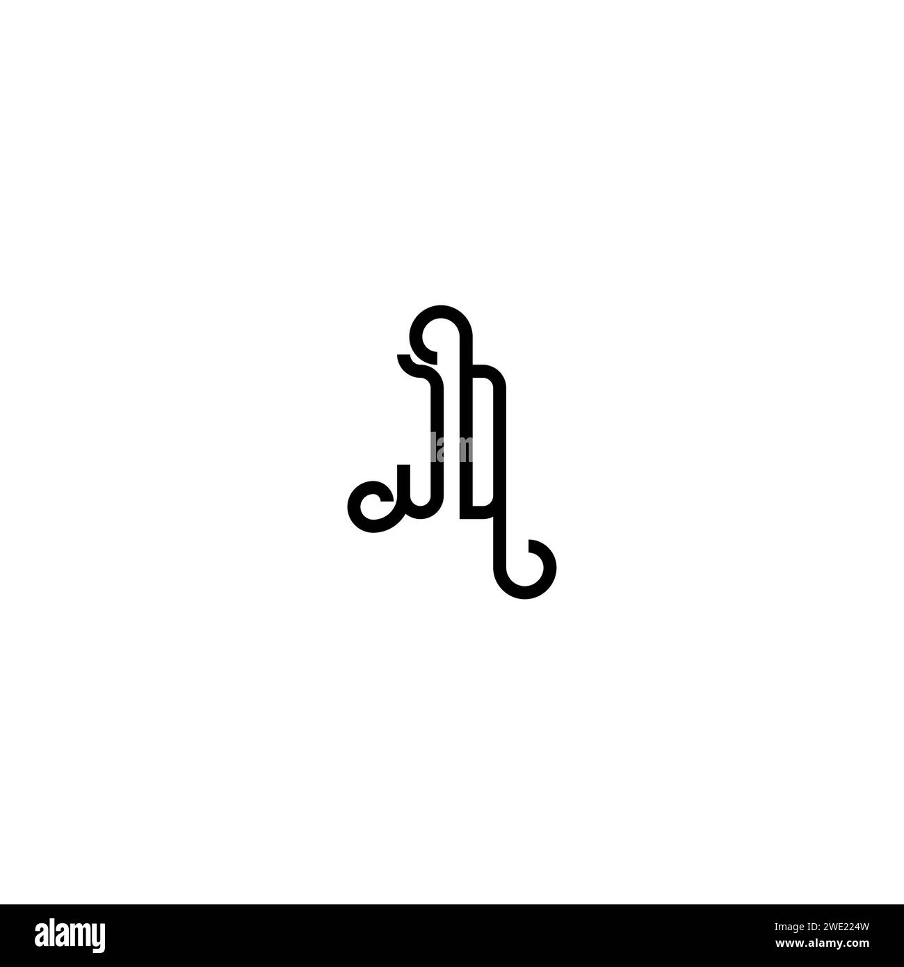 JD simple curved concept initial logo design black and white background ...