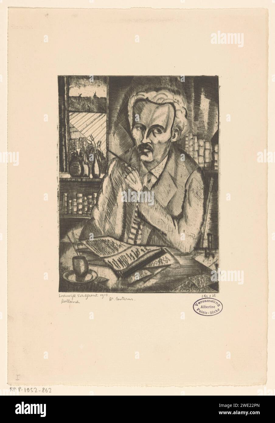Portrait of Jan Costerus, Lodewijk Schelfhout, 1915 print A portrait of ...